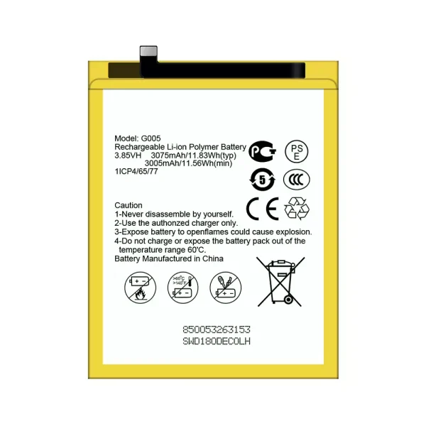 Batería telefono celular G005 para General Mobile GM 8 - weshop.com.mx